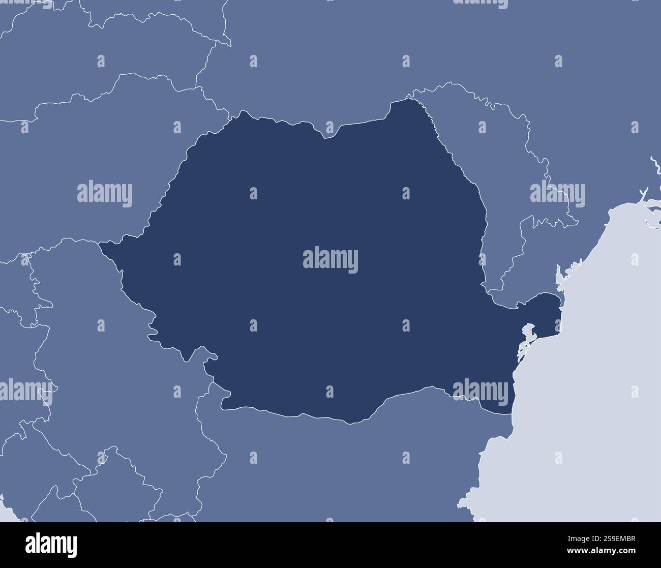 Map of Romania and nearby countries, Romania is highlighted Stock ...