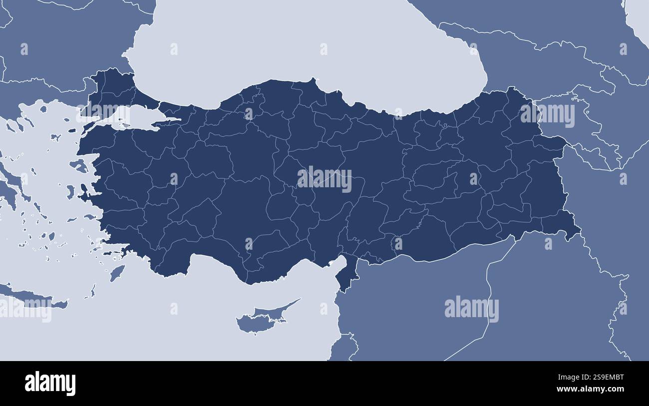 Map of Turkey and nearby countries, Turkey is highlighted Stock Vector ...