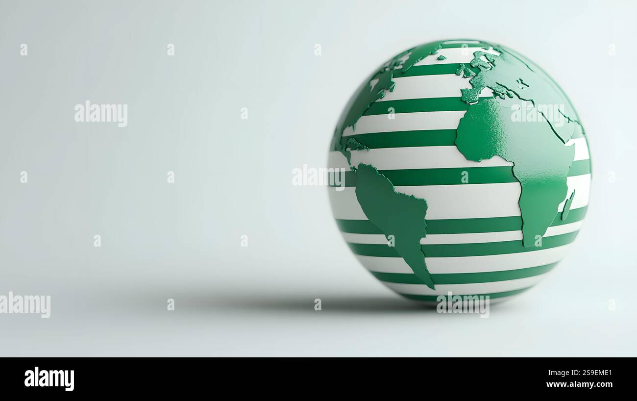 Minimal and Clean 3D of a Globe with Concentric Green Lines ...