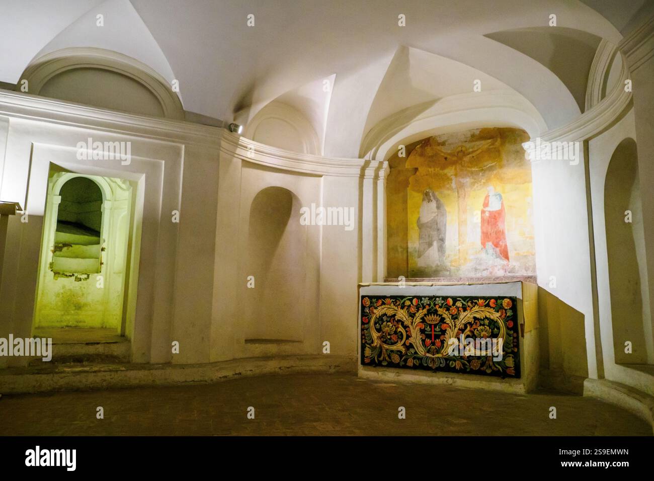 The crypt in San Carlo alle Quattro Fontane - Rome Italy Stock Photo ...