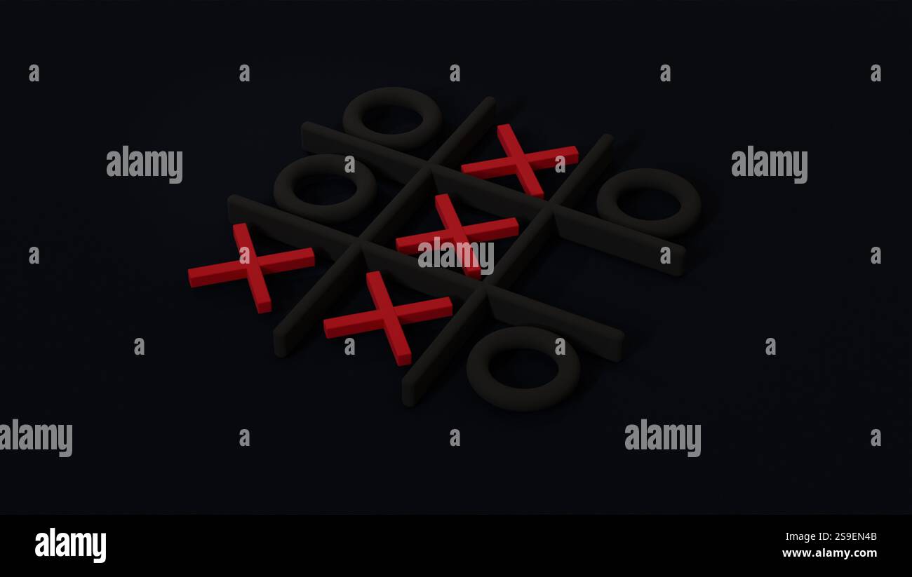 Tic-tac-toe game on dark blue background, 3D model of the game Stock ...