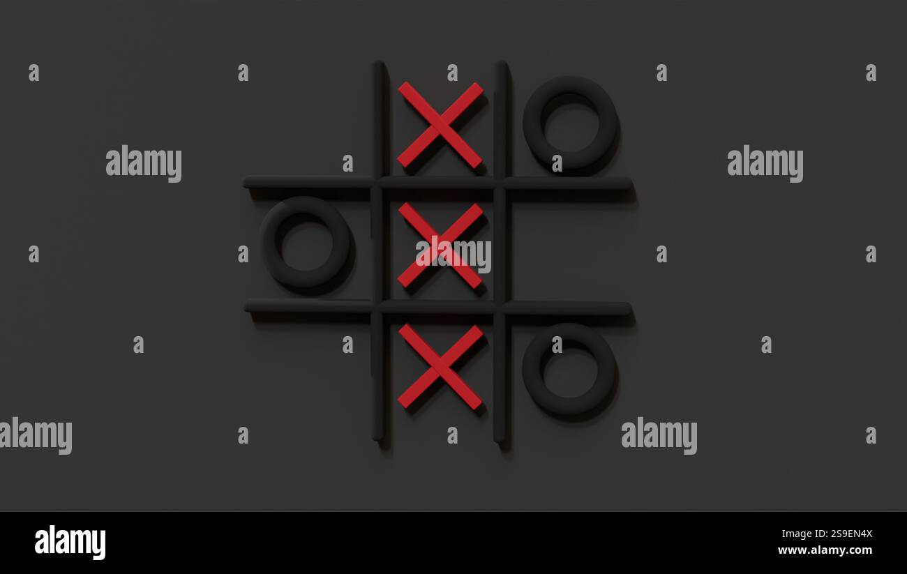 Tic Tac Toe Game on Gray Background, 3D Model of the Game Stock Photo ...