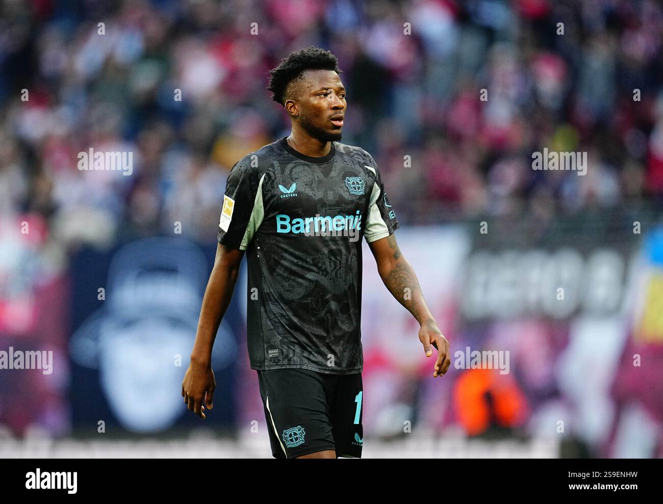 January 25 2025: Edmond Tapsoba (Bayer Leverkusen) looks on during a 1 ...