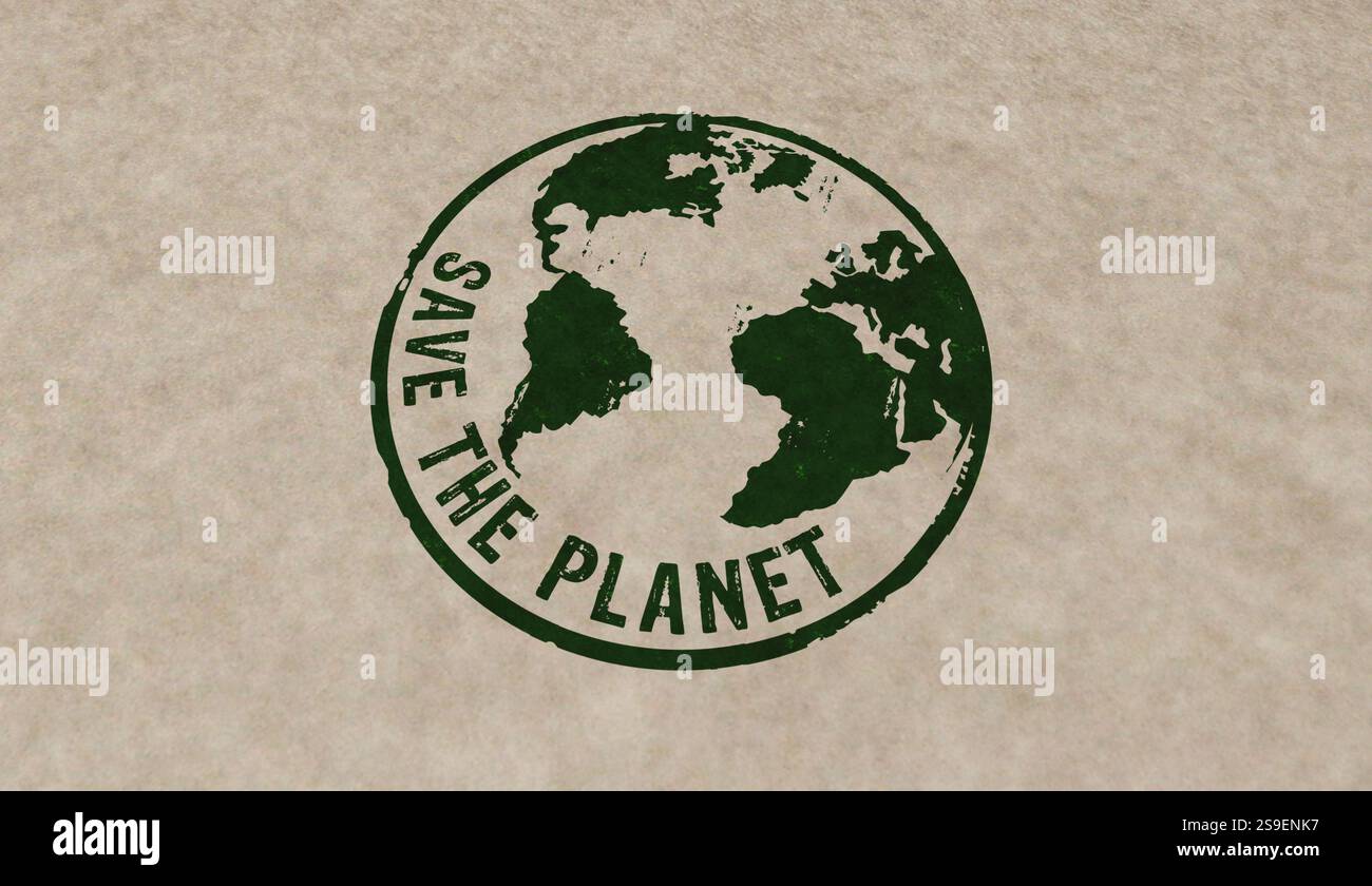 Save the planet stamp icons in few color versions. World environment ...