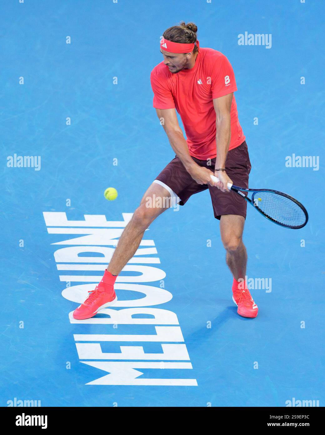 January 26, 2025: 2nd seed ALEXANDER ZVEREV of Germany in action against 1st seed JANNIK SINNER ...