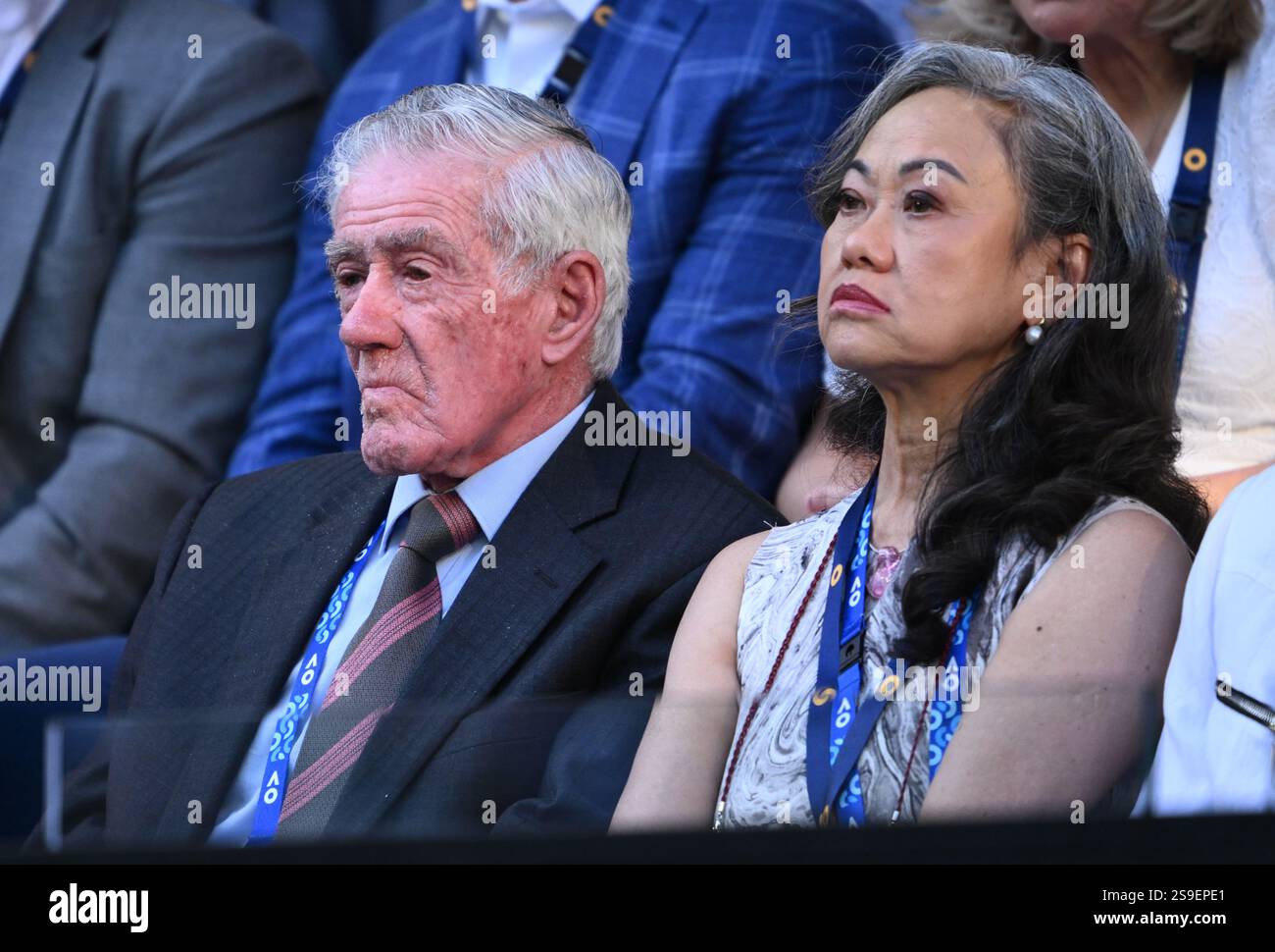 Ken Rosewall looks on during the Men’s singles final between during ...