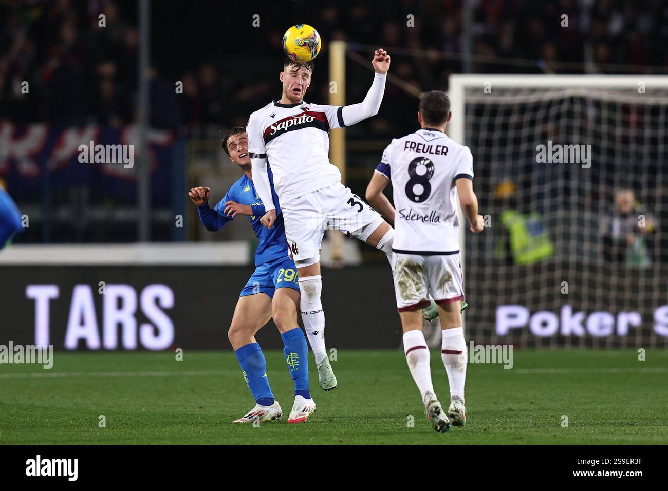 Sam Beukema (Bologna)Lorenzo Colombo (Empoli) during the Italian "Serie ...