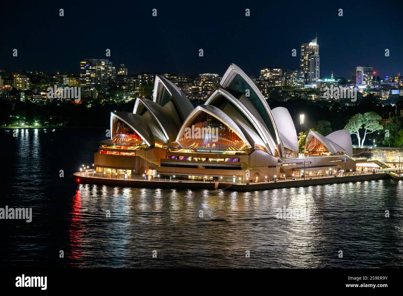 Sydney Opera House at night, iconic landmark architecture building ...