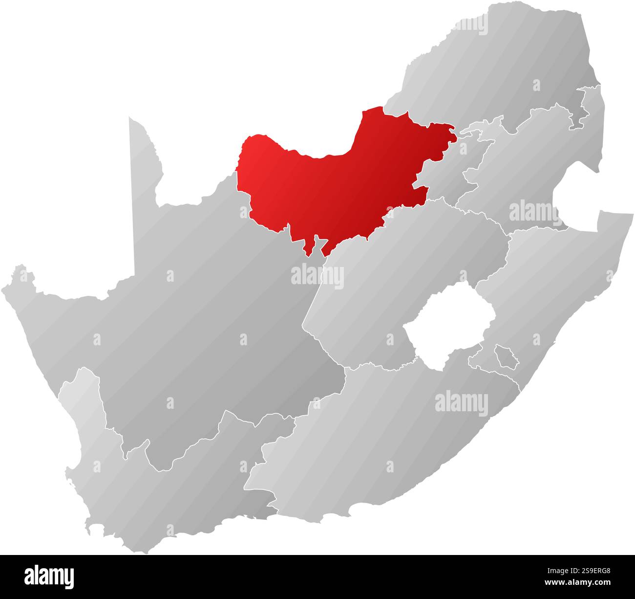 Map of South Africa with the provinces, filled with a linear gradient ...