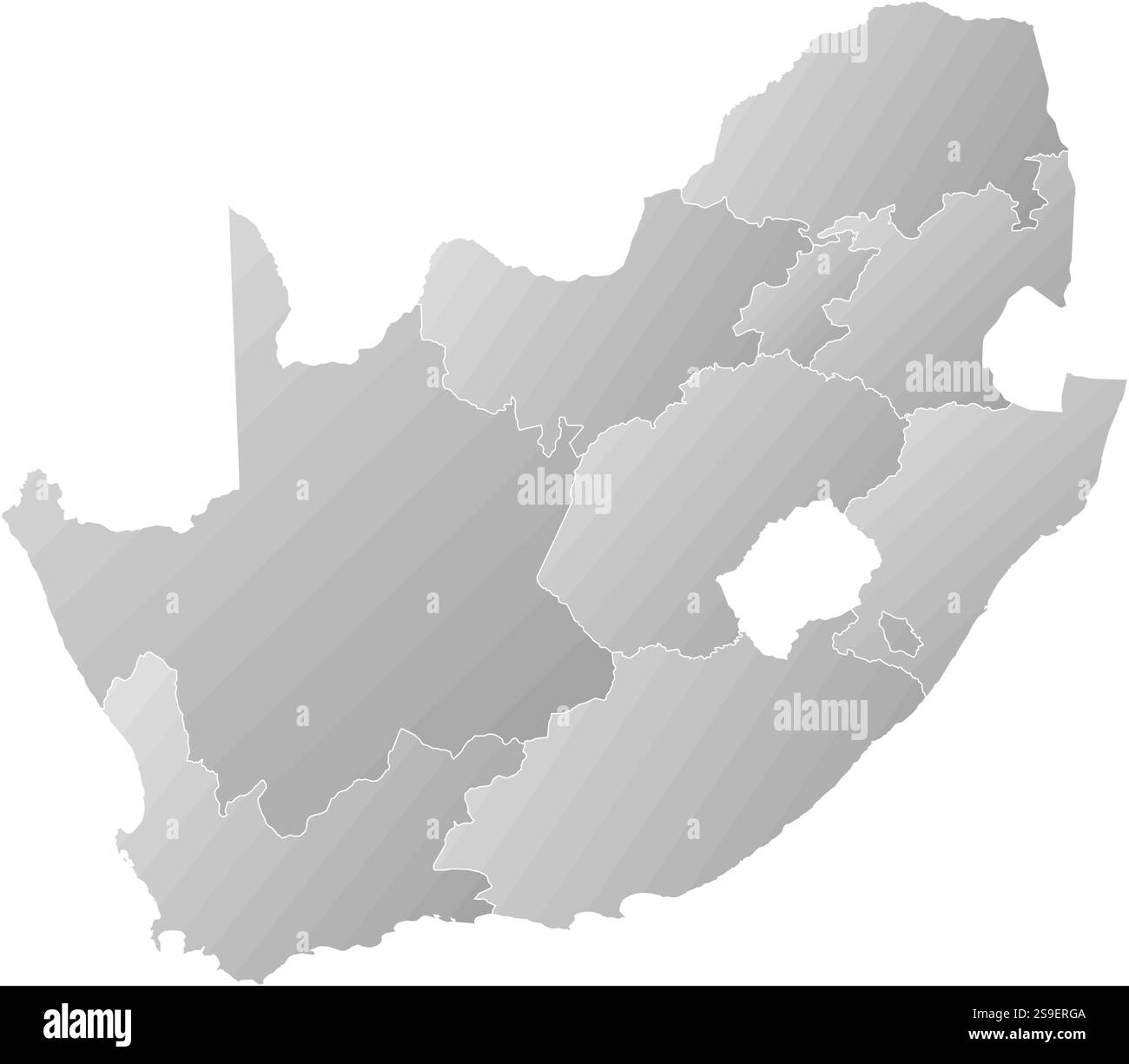 Map of South Africa with the provinces, filled with a linear gradient ...