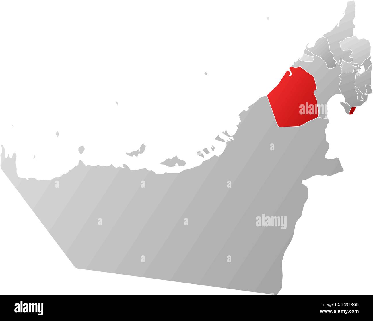 Map of United Arab Emirates with the provinces, filled with a linear ...