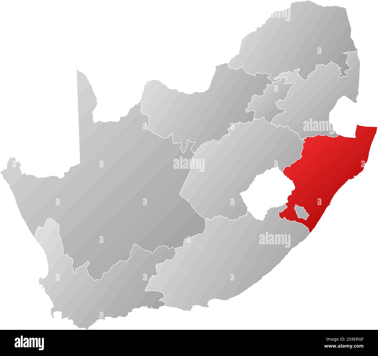 Map of South Africa with the provinces, filled with a linear gradient ...
