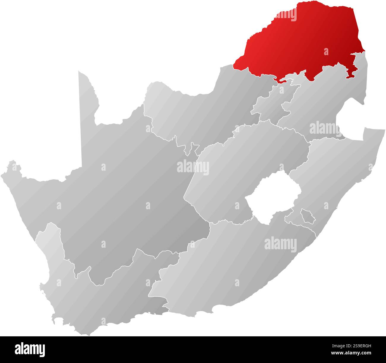 Map of South Africa with the provinces, filled with a linear gradient ...
