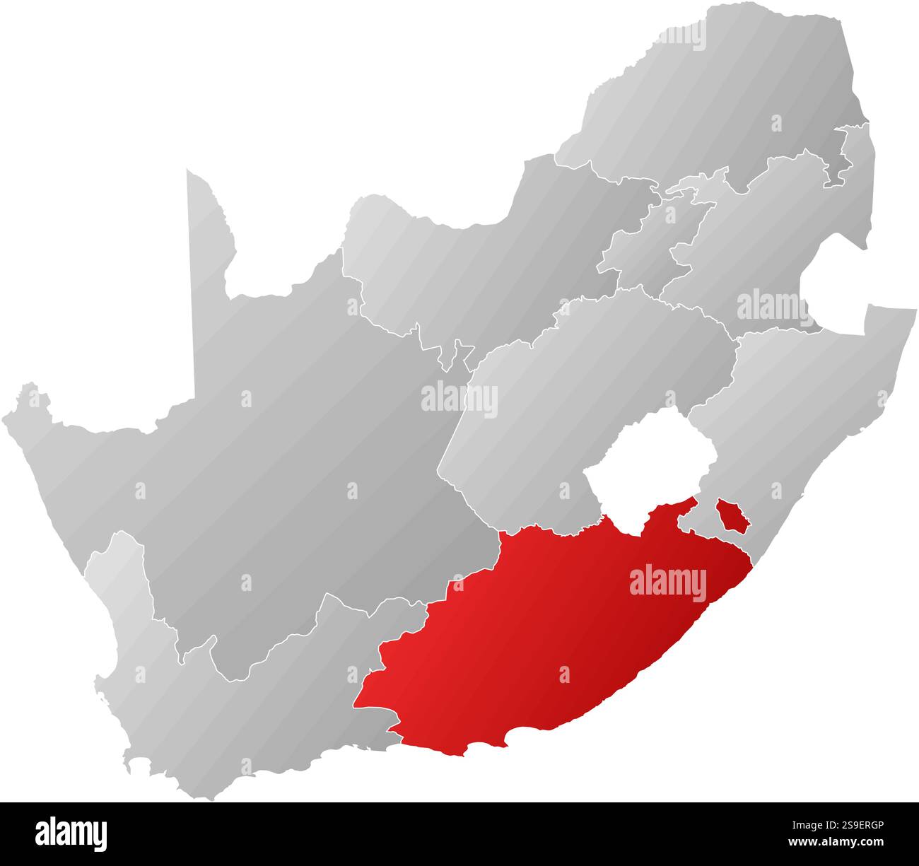 Map of South Africa with the provinces, filled with a linear gradient ...
