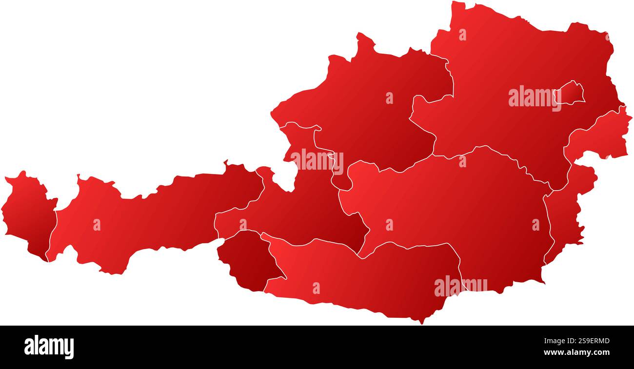 Map of Austria with the provinces, filled with a linear gradient Stock ...