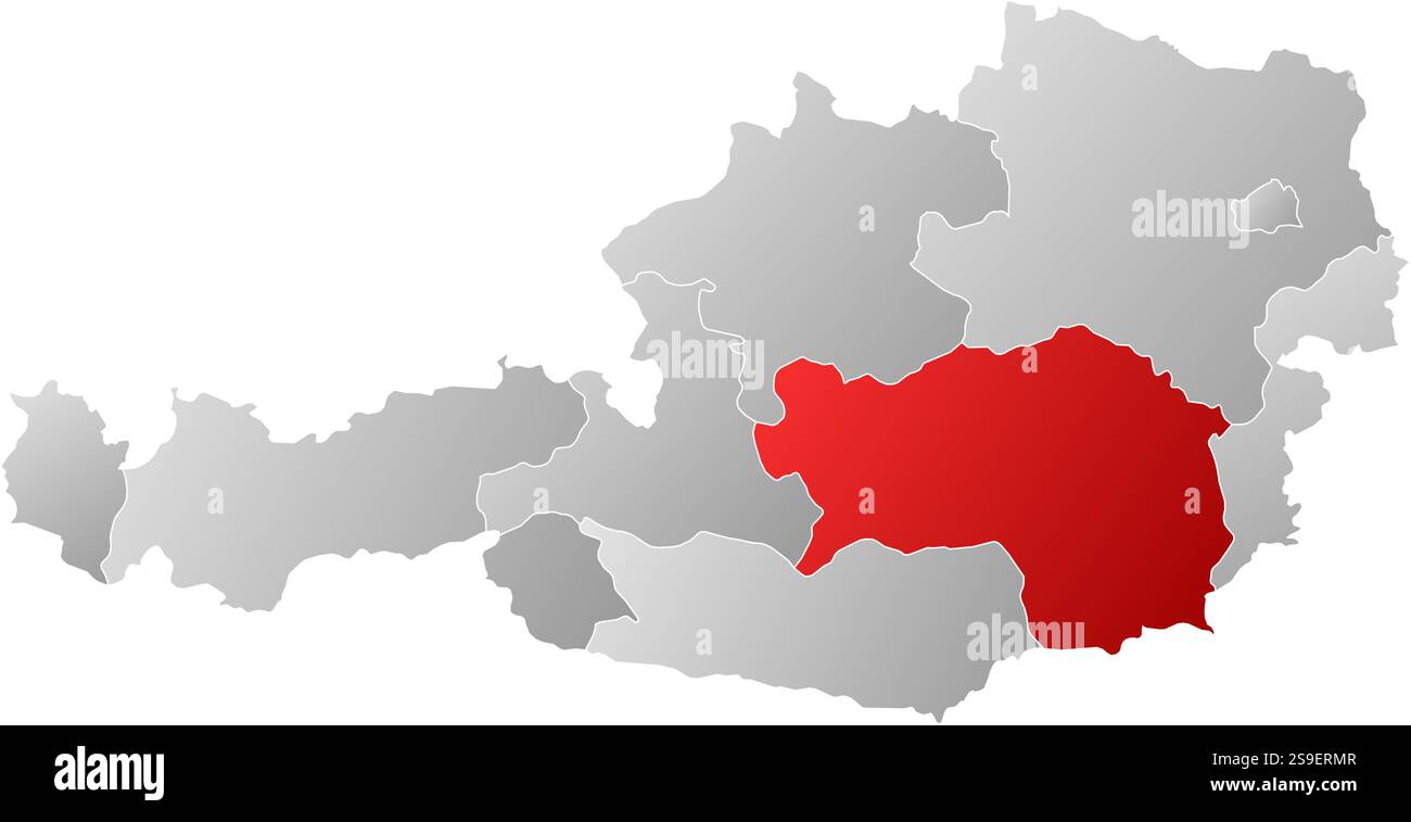 Map of Austria with the provinces, filled with a linear gradient ...