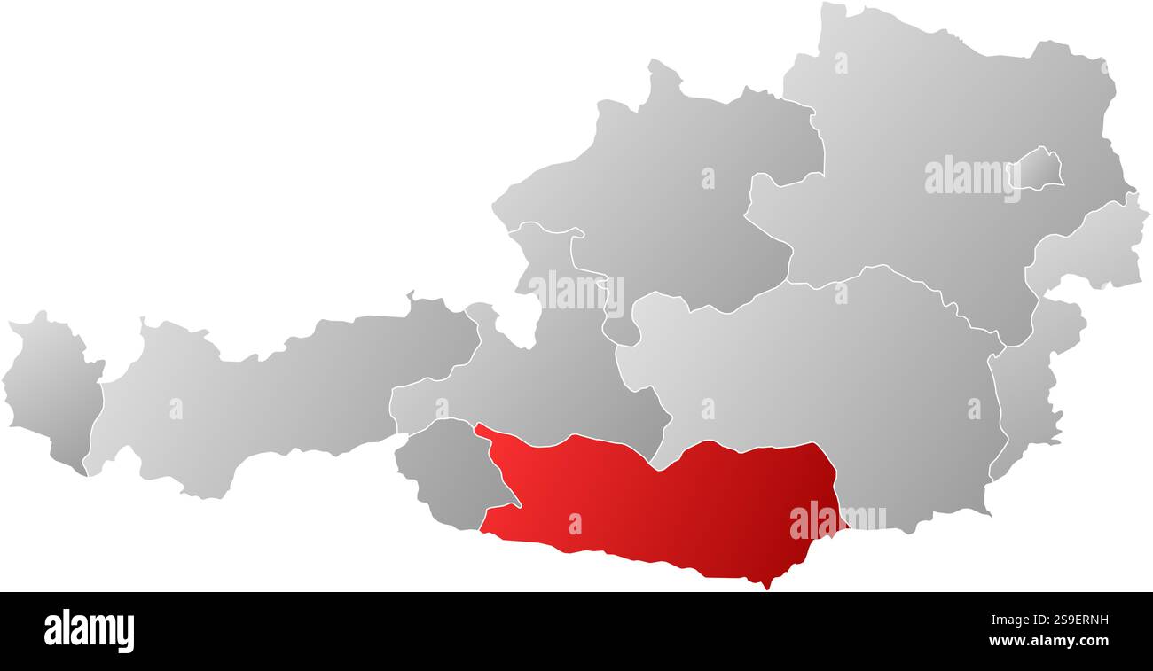 Map of Austria with the provinces, filled with a linear gradient ...