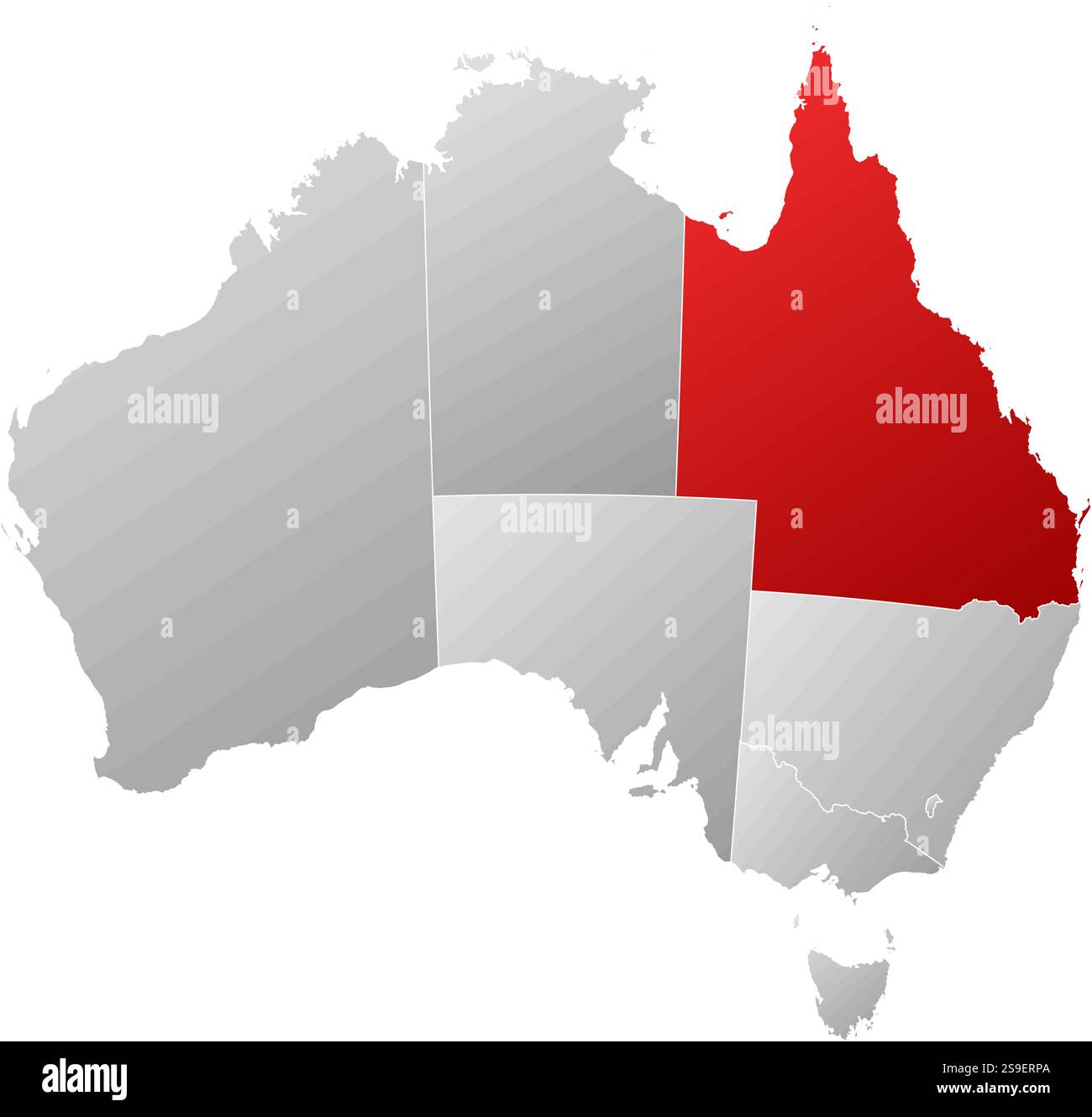 Map of Australia with the provinces, filled with a linear gradient ...