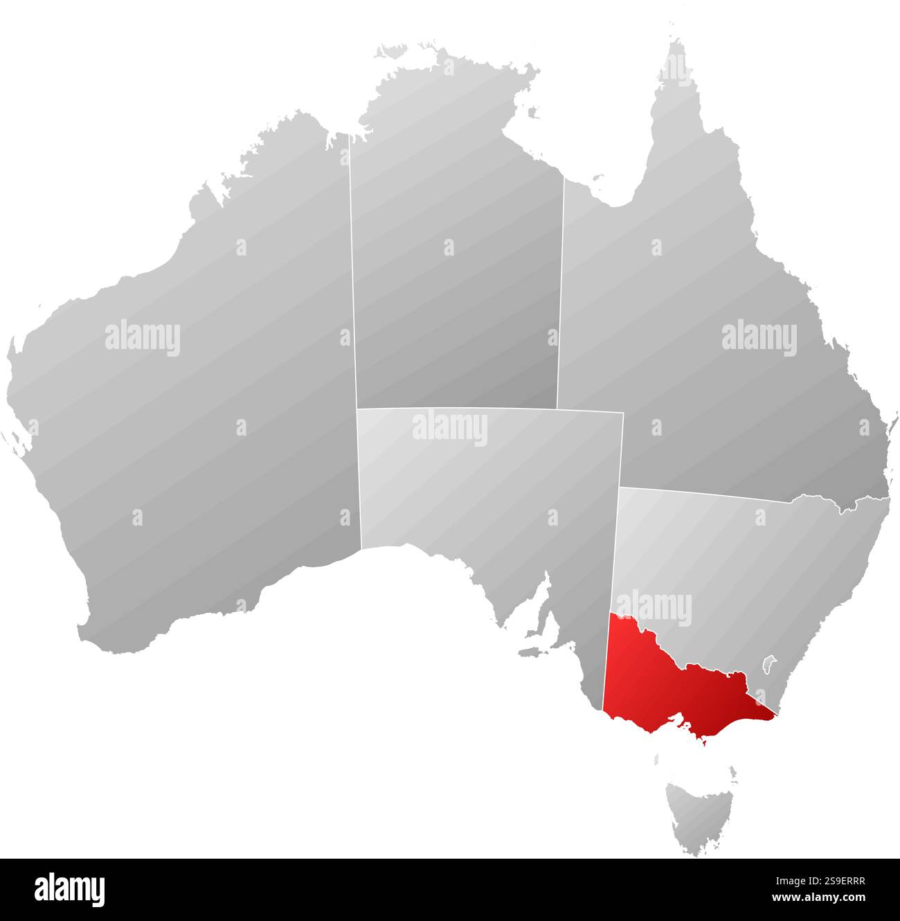 Map of Australia with the provinces, filled with a linear gradient ...