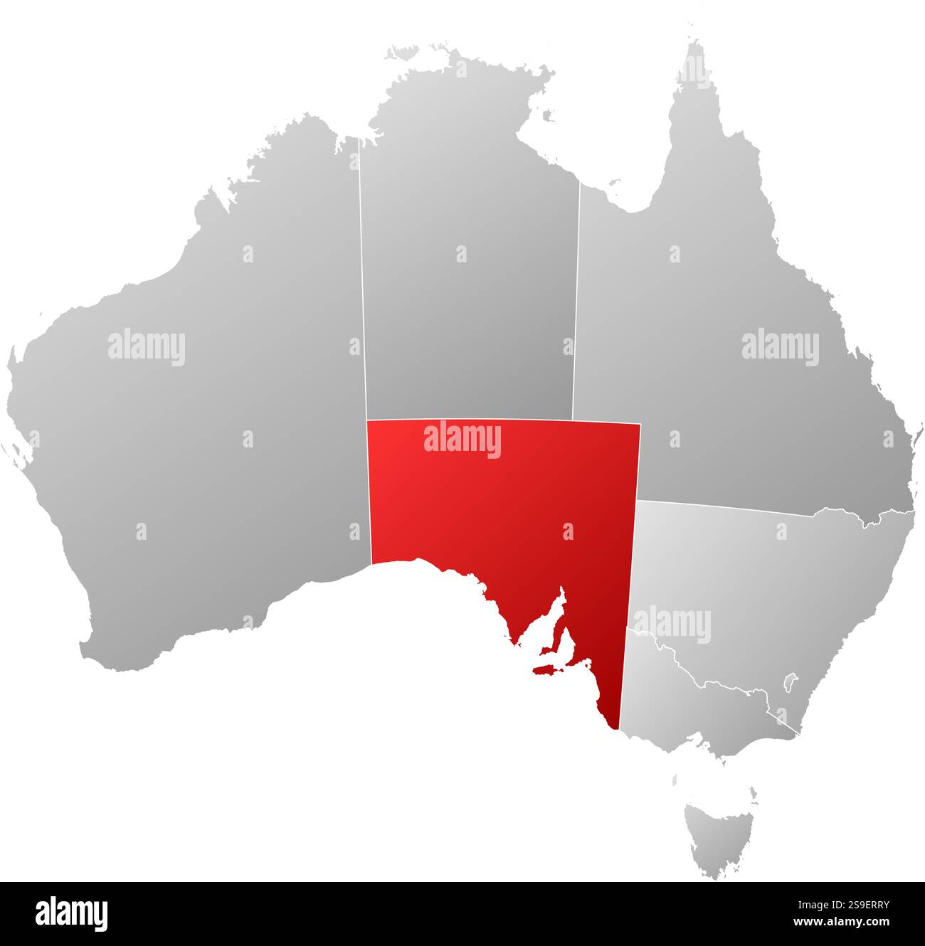 Map of Australia with the provinces, filled with a linear gradient ...