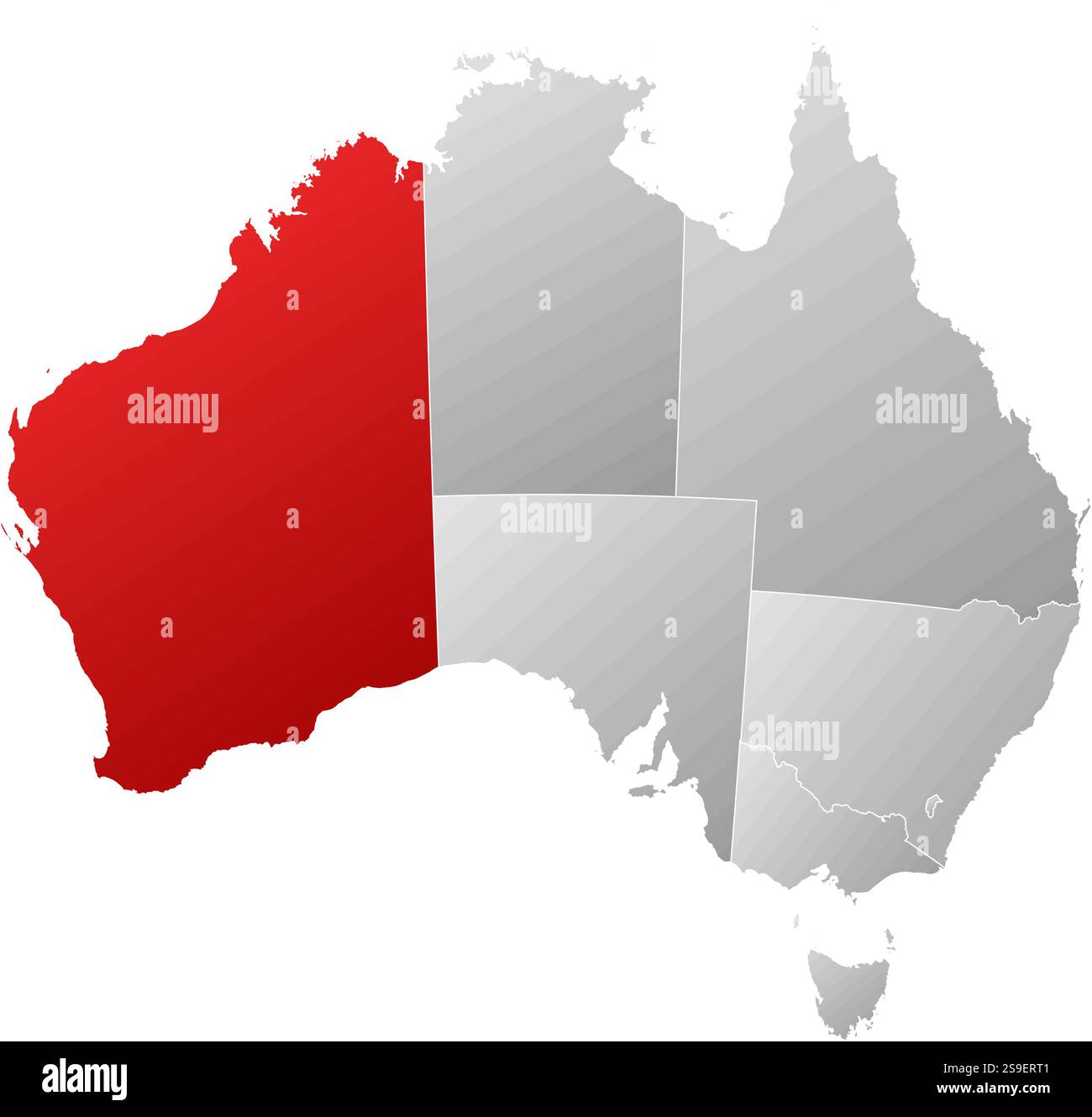Map of Australia with the provinces, filled with a linear gradient ...
