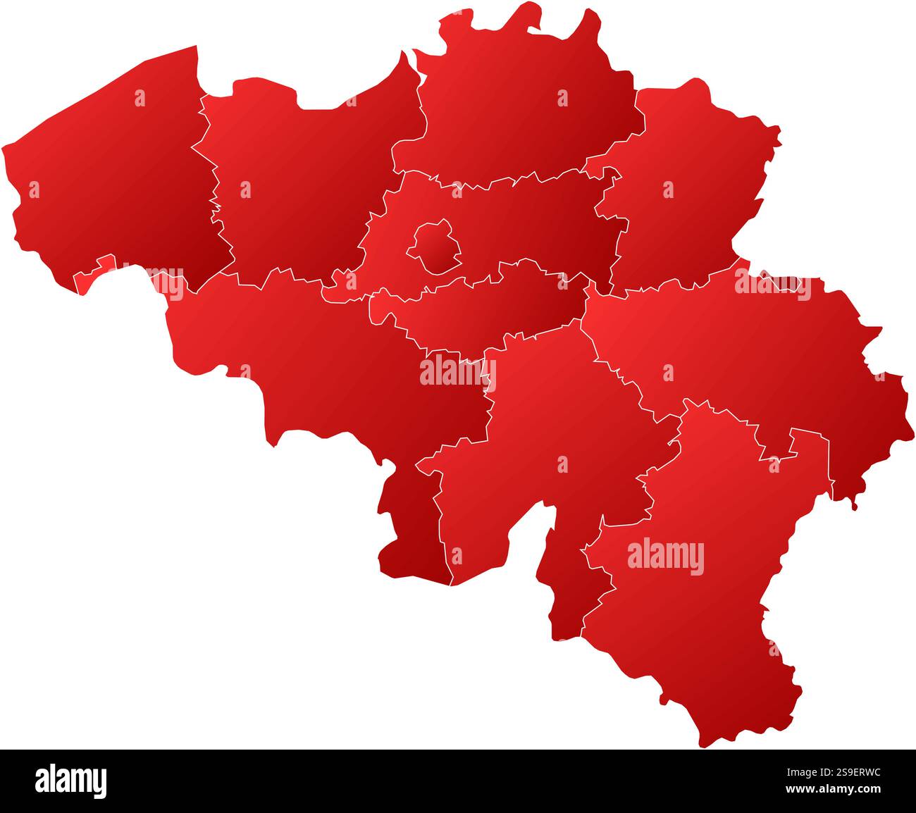 Map of Belgium with the provinces, filled with a linear gradient Stock ...
