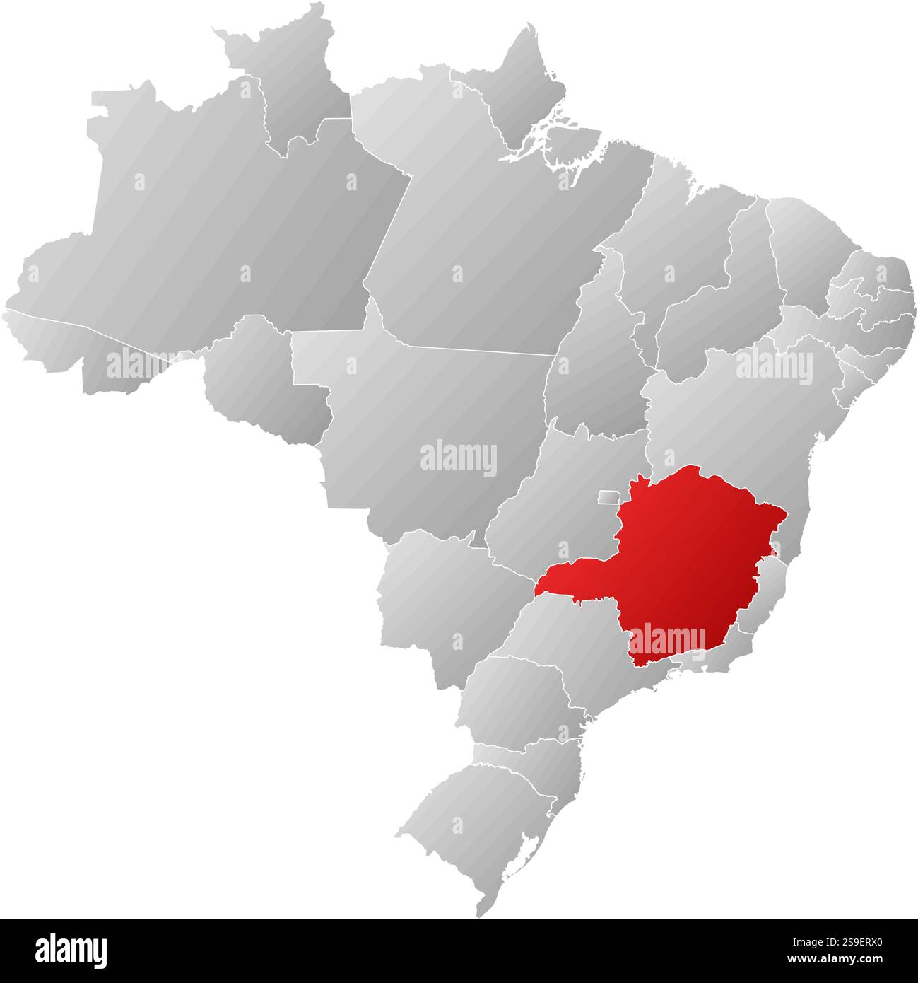 Map of Brazil with the provinces, filled with a linear gradient, Minas ...