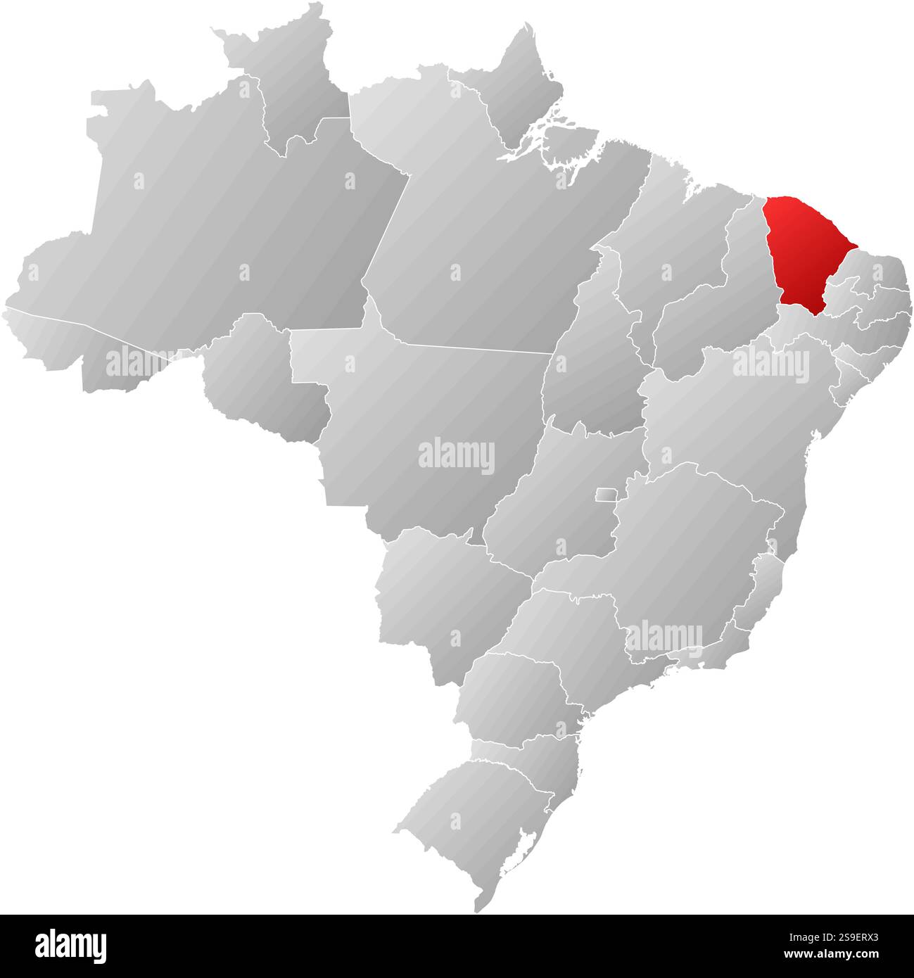 Map of Brazil with the provinces, filled with a linear gradient, Ceará ...