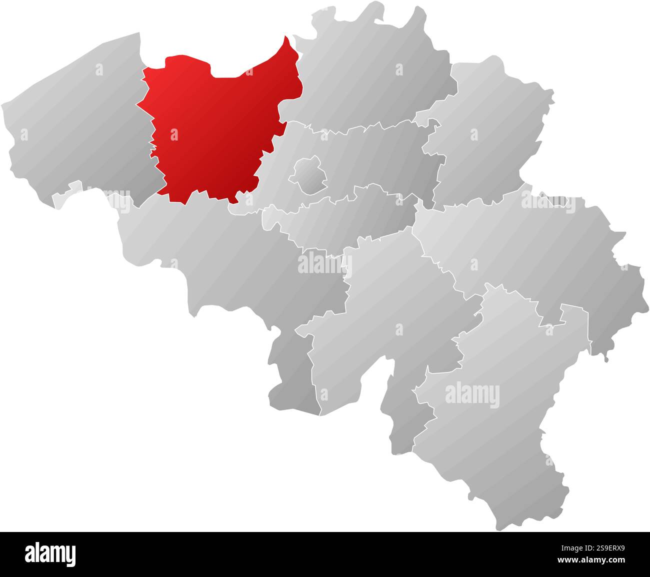 Map of Belgium with the provinces, filled with a linear gradient, East ...