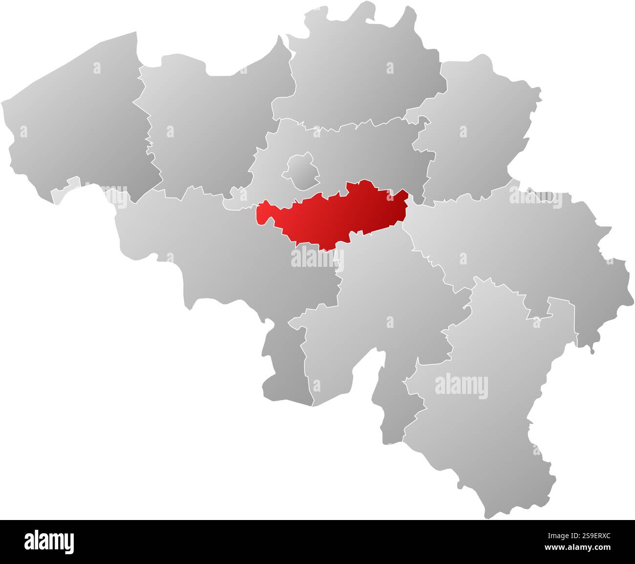 Map of Belgium with the provinces, filled with a linear gradient ...