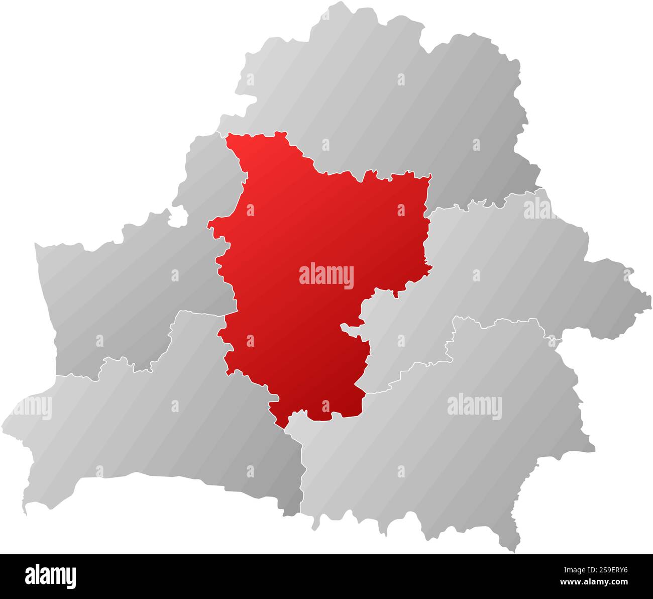 Map of Belarus with the provinces, filled with a linear gradient, Minsk ...