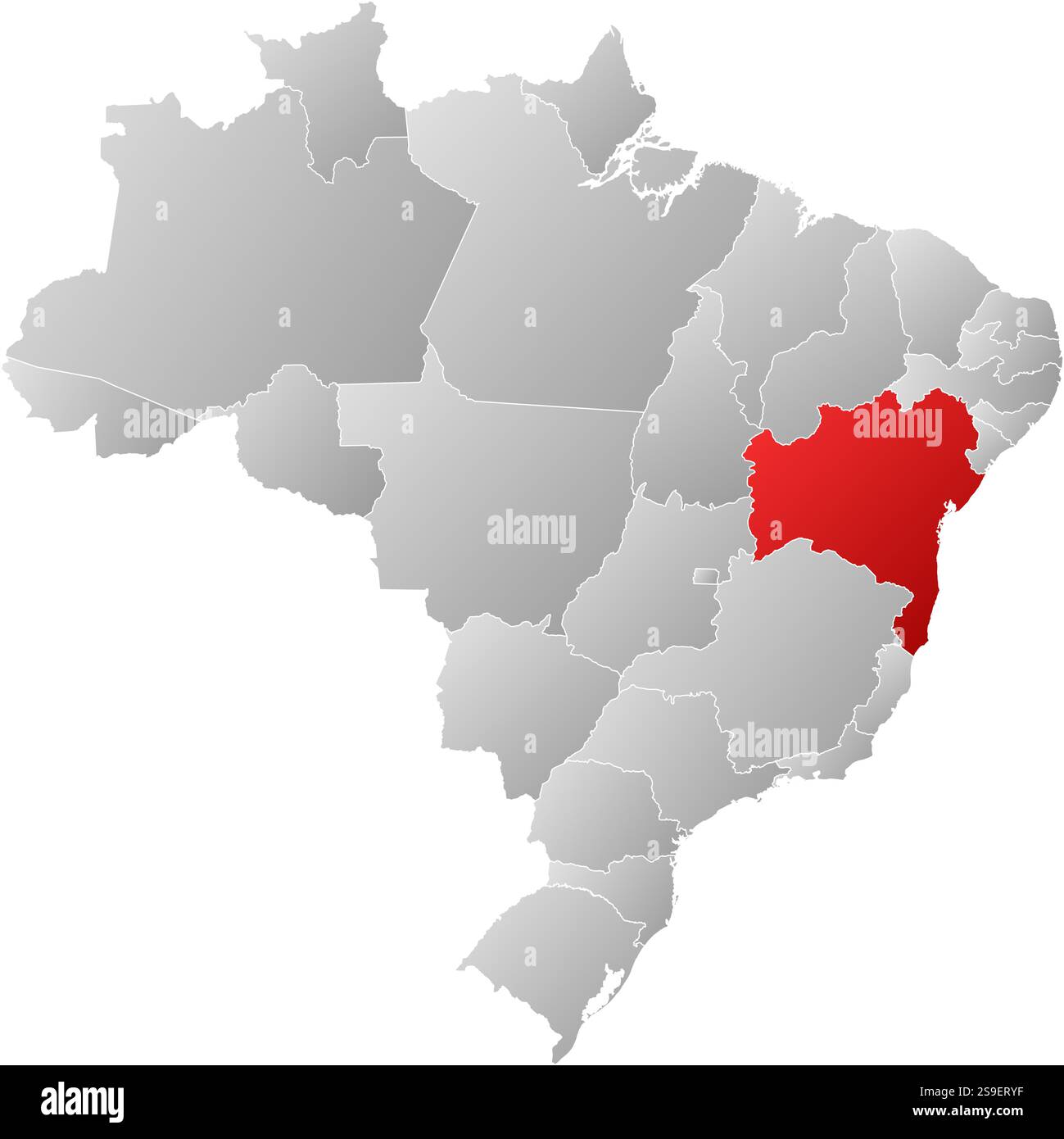 Map of Brazil with the provinces, filled with a linear gradient, Bahia ...
