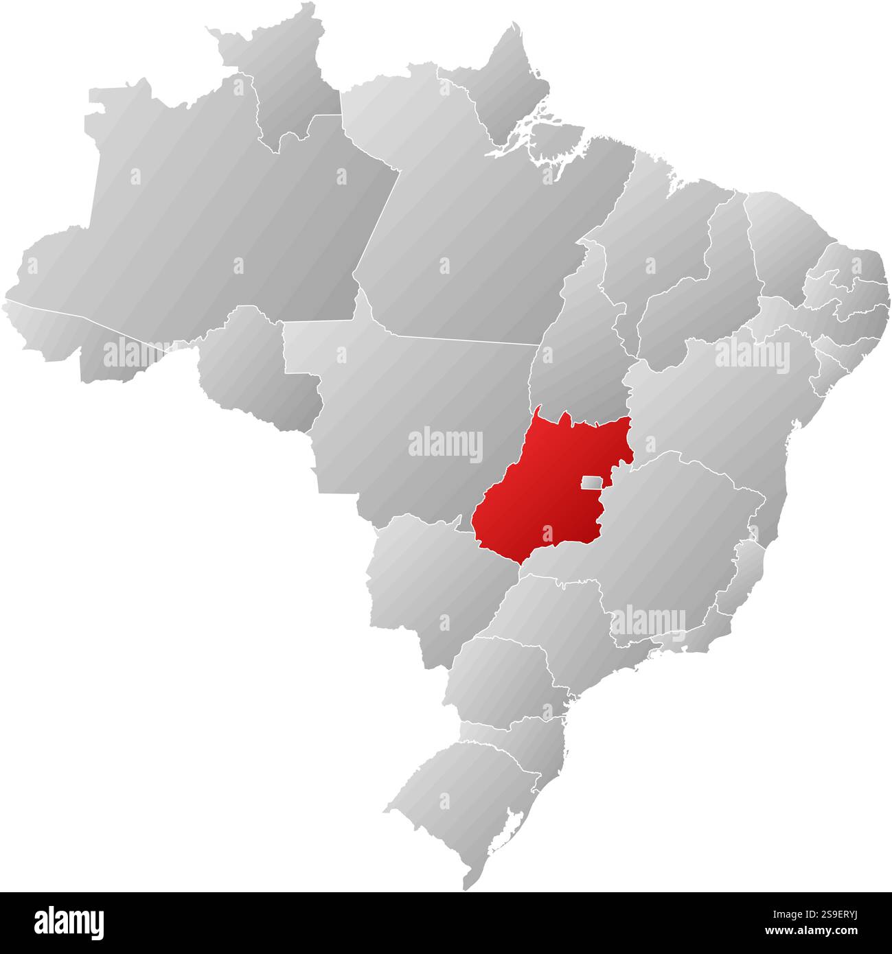 Map of Brazil with the provinces, filled with a linear gradient, Goiás ...