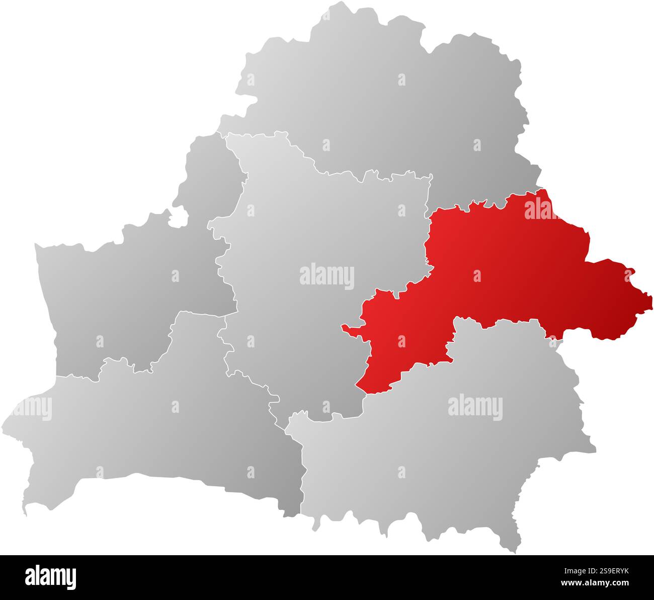 Map of Belarus with the provinces, filled with a linear gradient ...