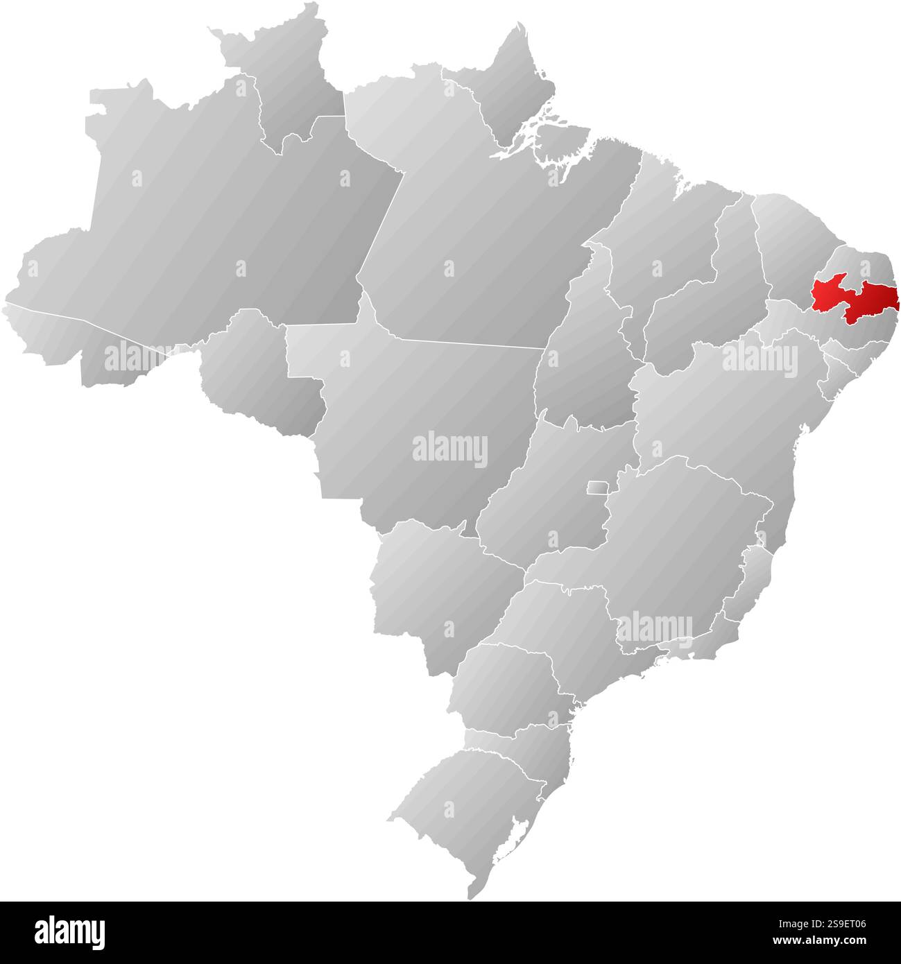 Map of Brazil with the provinces, filled with a linear gradient ...
