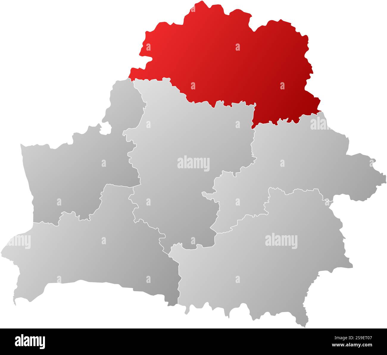 Map of Belarus with the provinces, filled with a linear gradient ...
