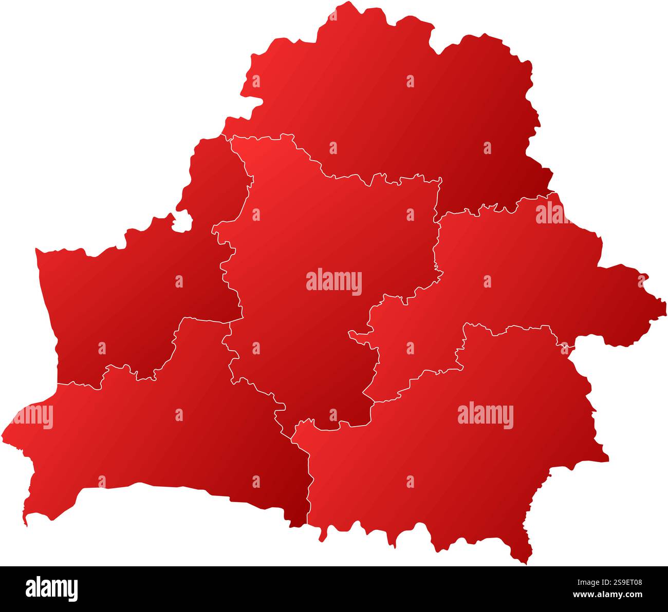 Map of Belarus with the provinces, filled with a linear gradient Stock ...