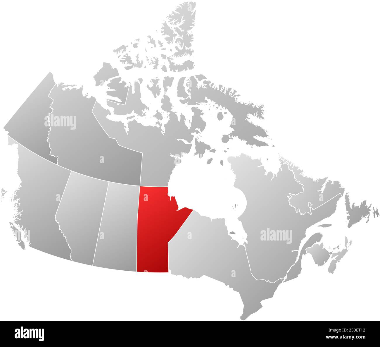Map of Canada with the provinces, filled with a linear gradient ...