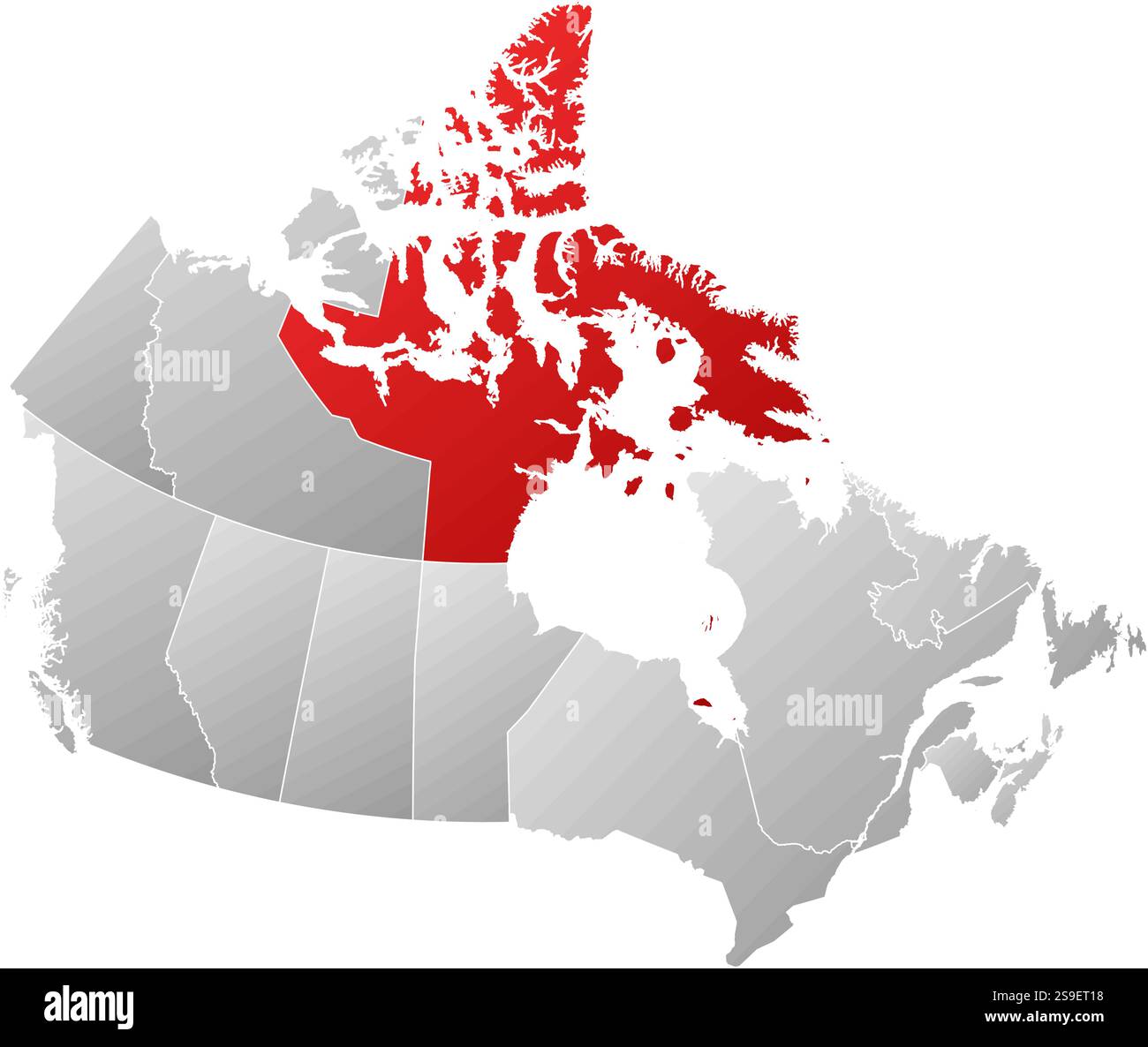 Map of Canada with the provinces, filled with a linear gradient ...