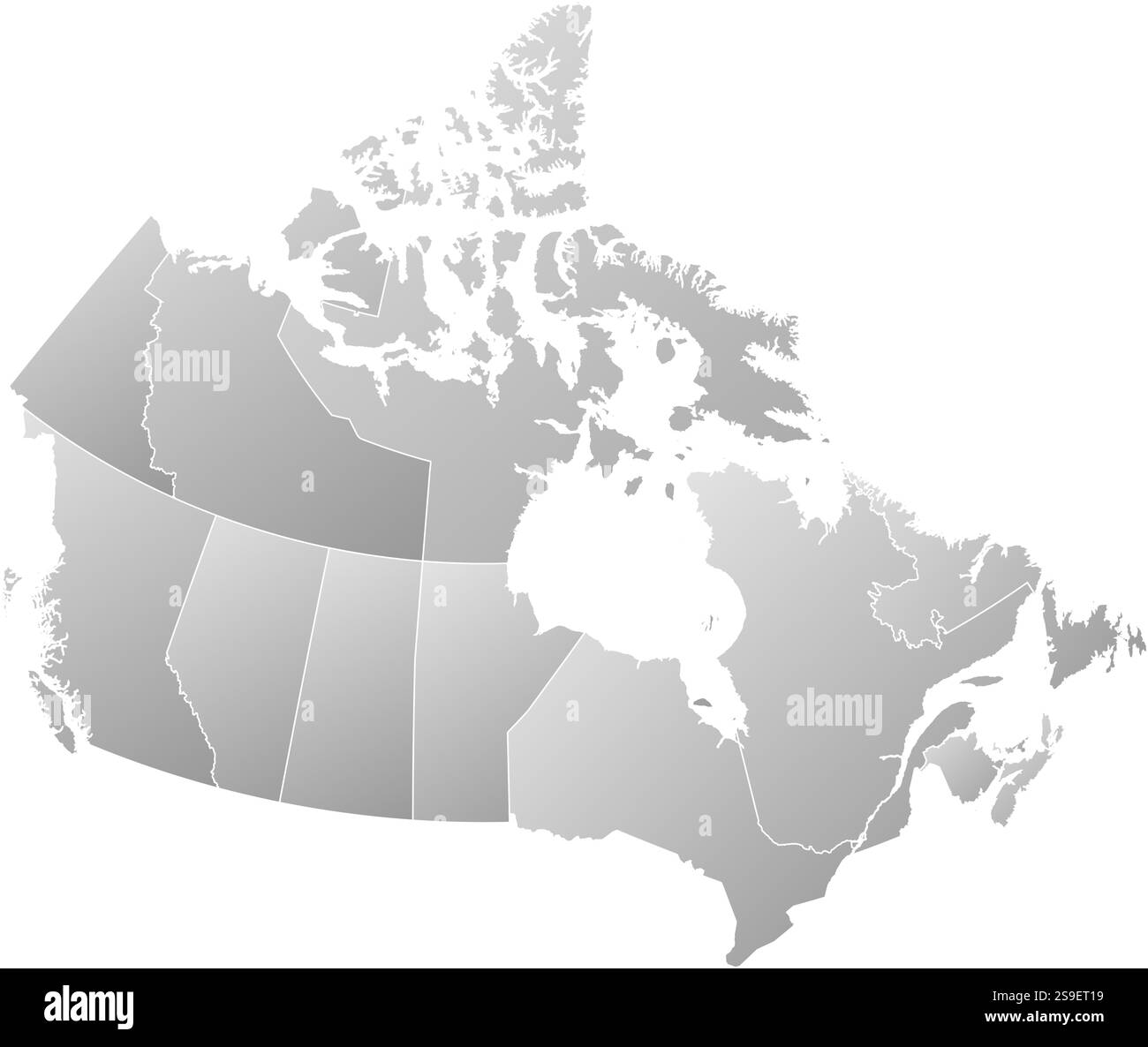 Map of Canada with the provinces, filled with a linear gradient Stock ...