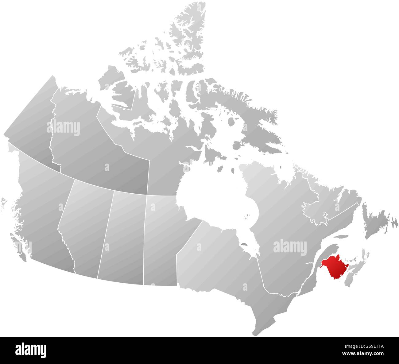 Map of Canada with the provinces, filled with a linear gradient, New ...