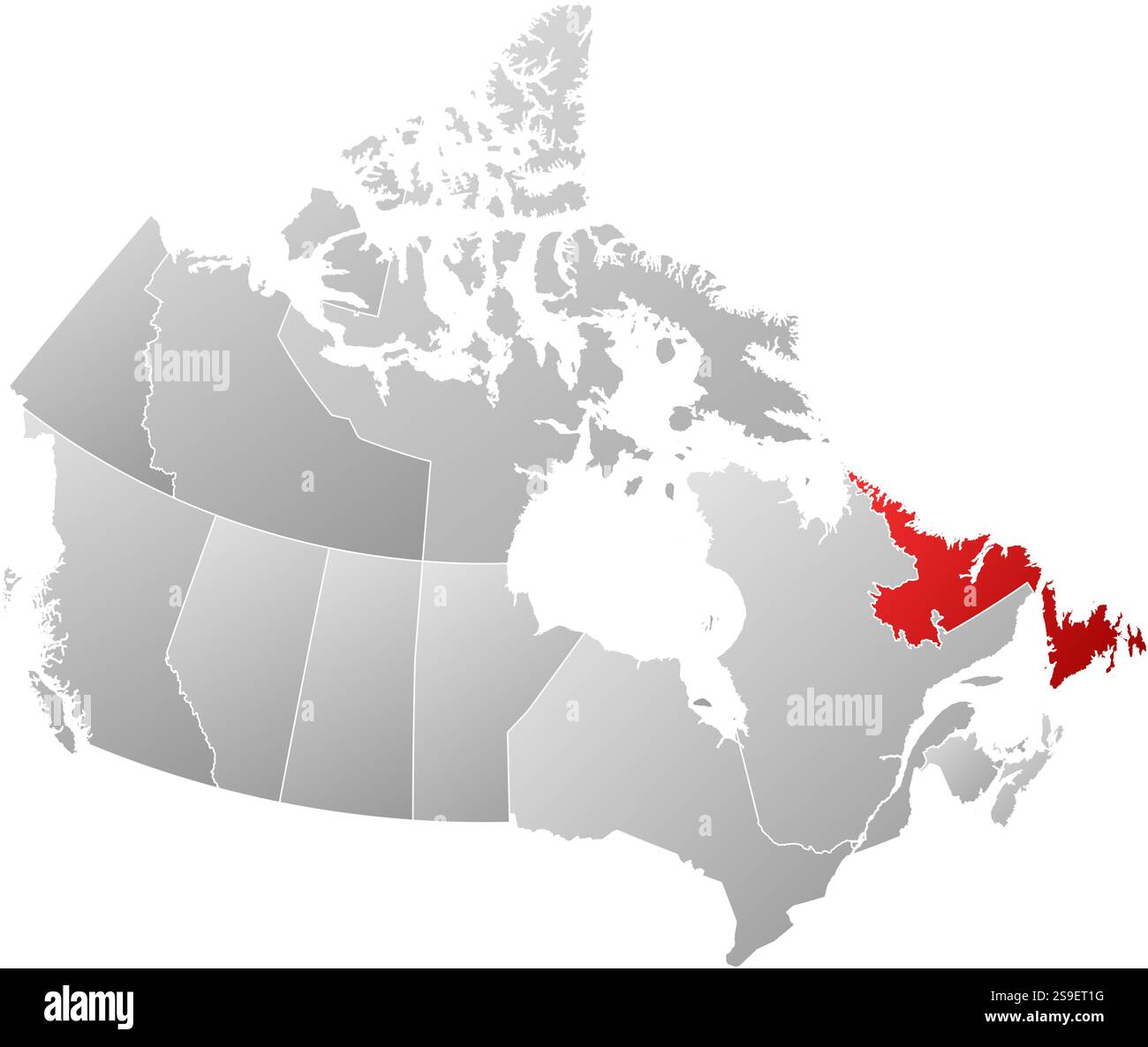 Map of Canada with the provinces, filled with a linear gradient ...