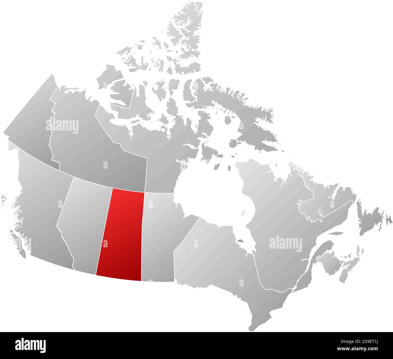 Map of Canada with the provinces, filled with a linear gradient ...