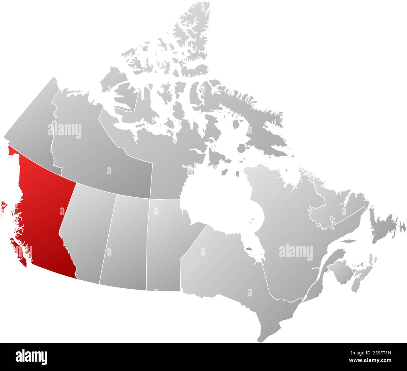 Map of Canada with the provinces, filled with a linear gradient ...