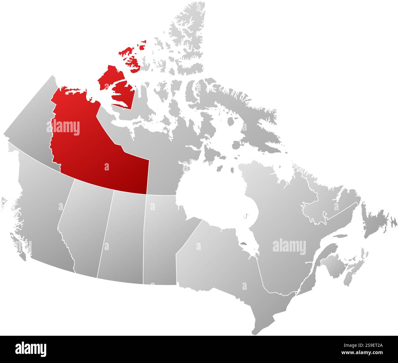 Map of Canada with the provinces, filled with a linear gradient ...