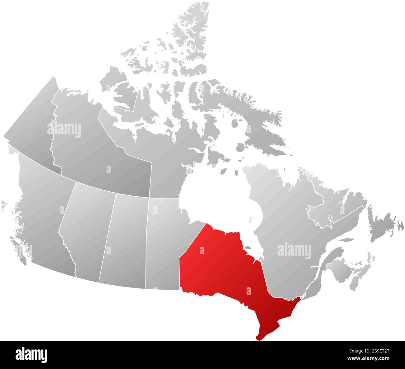 Map of Canada with the provinces, filled with a linear gradient ...