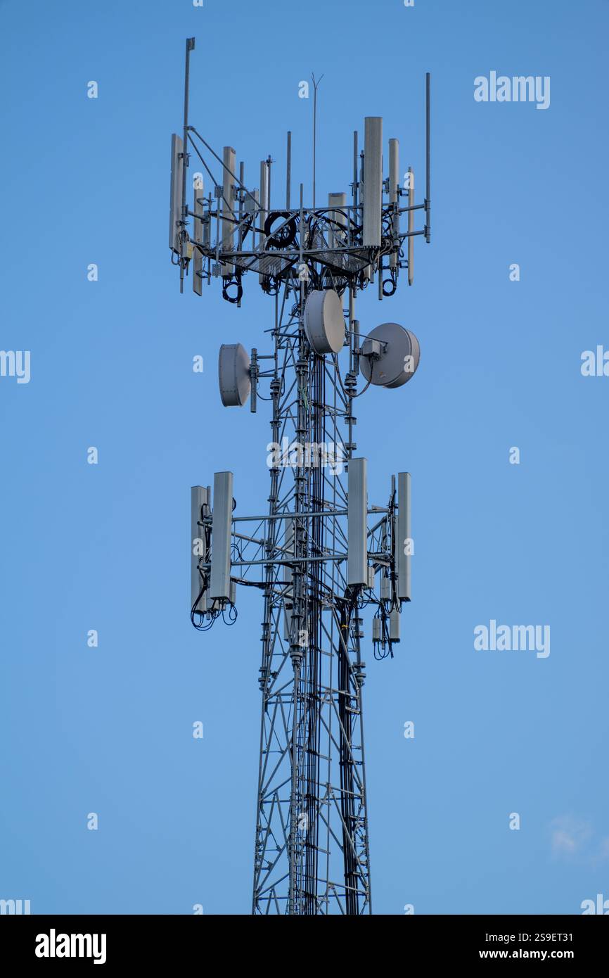 Telecommunications tower, modern technology infrastructure ...