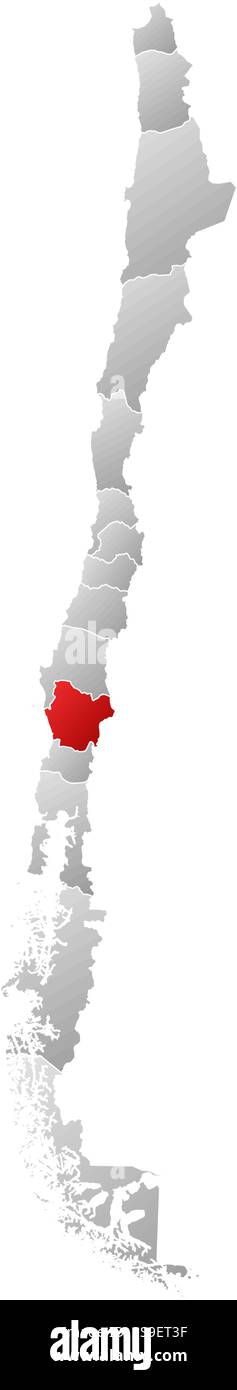 Map of Chile with the provinces, filled with a linear gradient ...