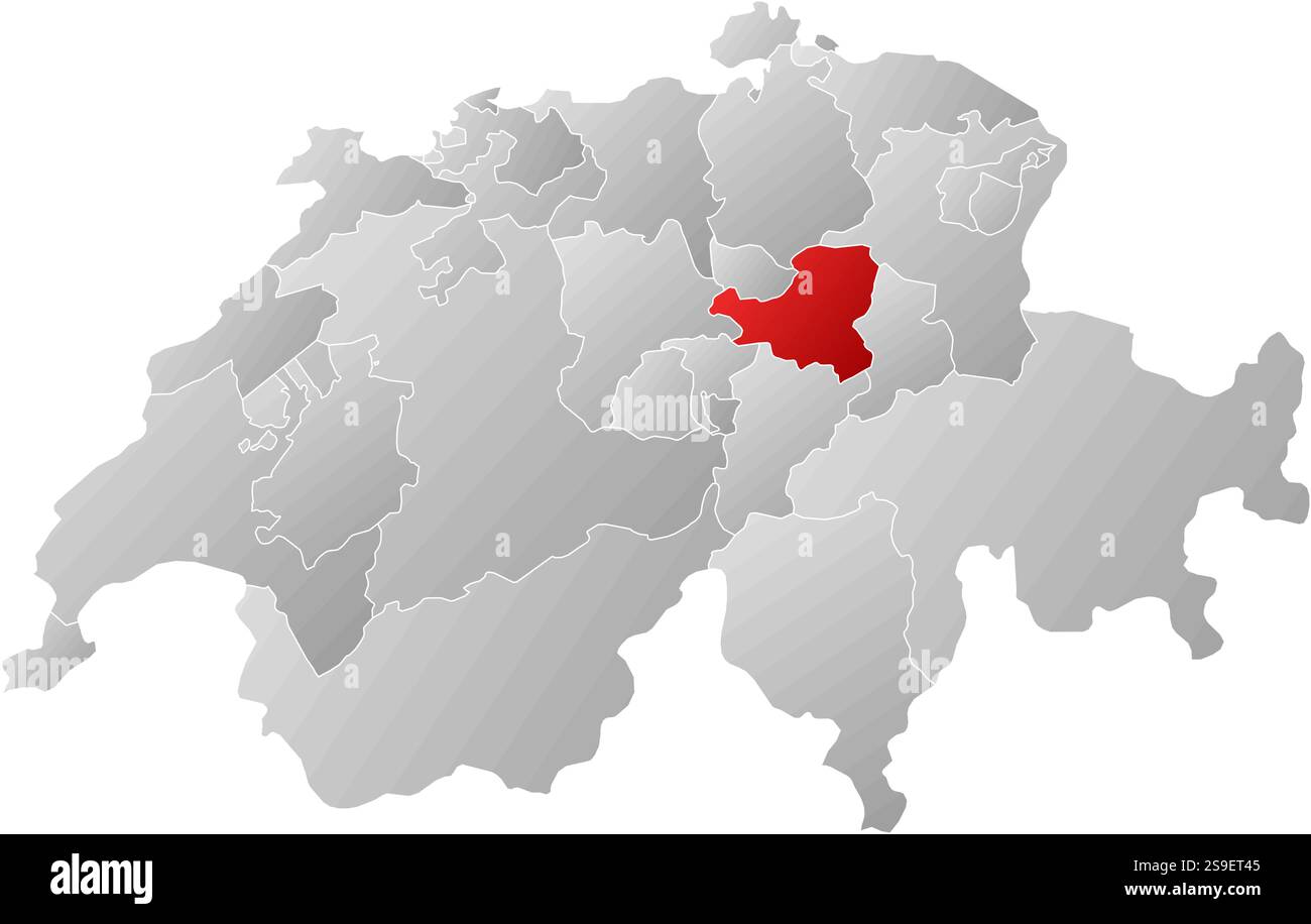 Map of Swizerland with the provinces, filled with a linear gradient ...