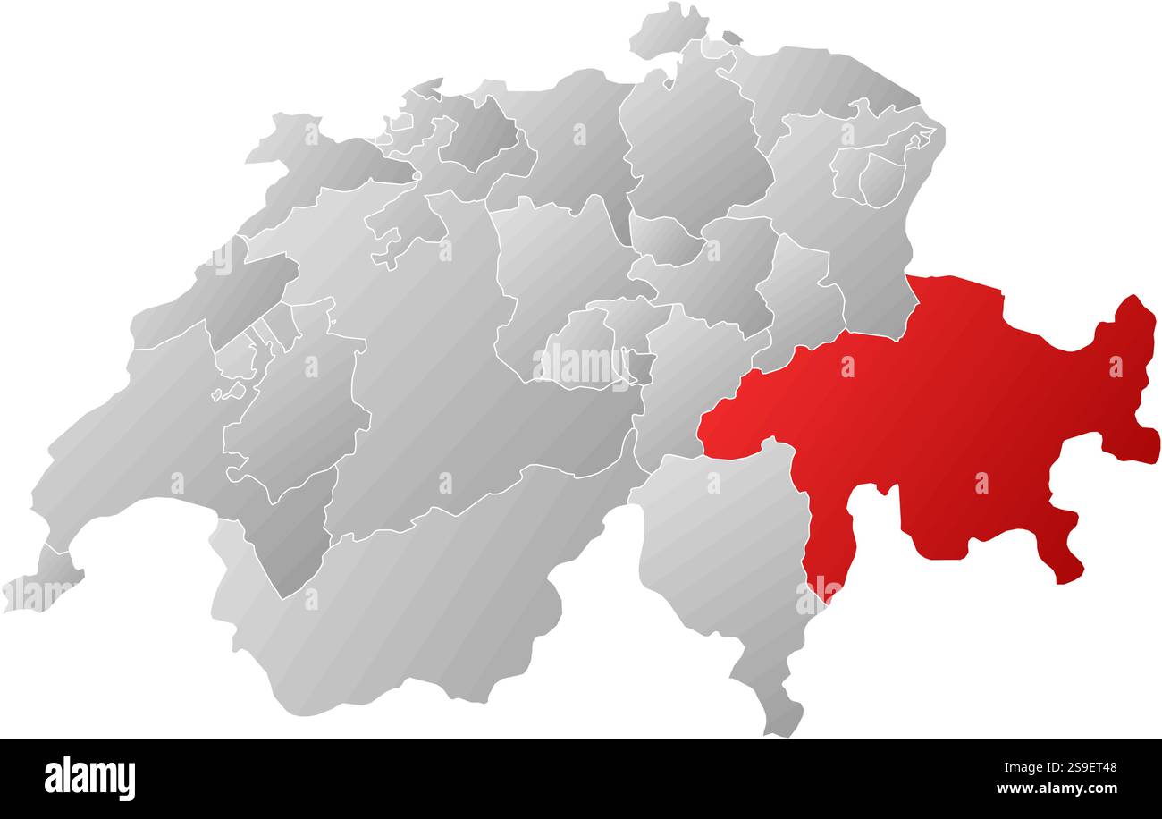 Map of Swizerland with the provinces, filled with a linear gradient ...